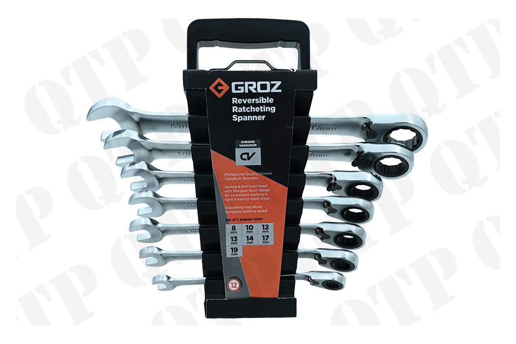 Reversible Ratcheting Spanner Set In Plastic Rack 7pc , 8mm - 19mm ...